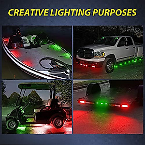 Nilight 10PCS 3.8” 6LED Red Green LED Indicator Light Truck Camper Side Marker Light Marine Boat Navigation Light Yacht Kayak Sailboat Trailer Bus RV Clearance Light 12V DC, 2 Years Warranty