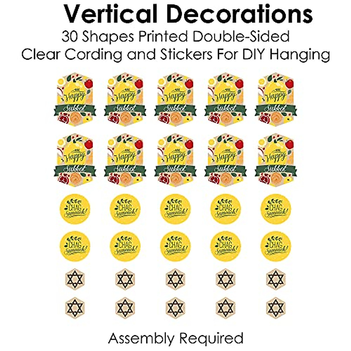 Big Dot of Happiness Sukkot - Sukkah Jewish Holiday DIY Dangler Backdrop - Hanging Vertical Decorations - 30 Pieces