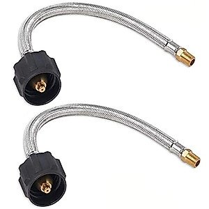 Bbqzone Propane Hoses and Fittings rv Quick Connect, 12-inch Stainless Braided RV Propane Hose Connector, Type 1 Tank Connection, 1/4 Male NPT, 2-Pack