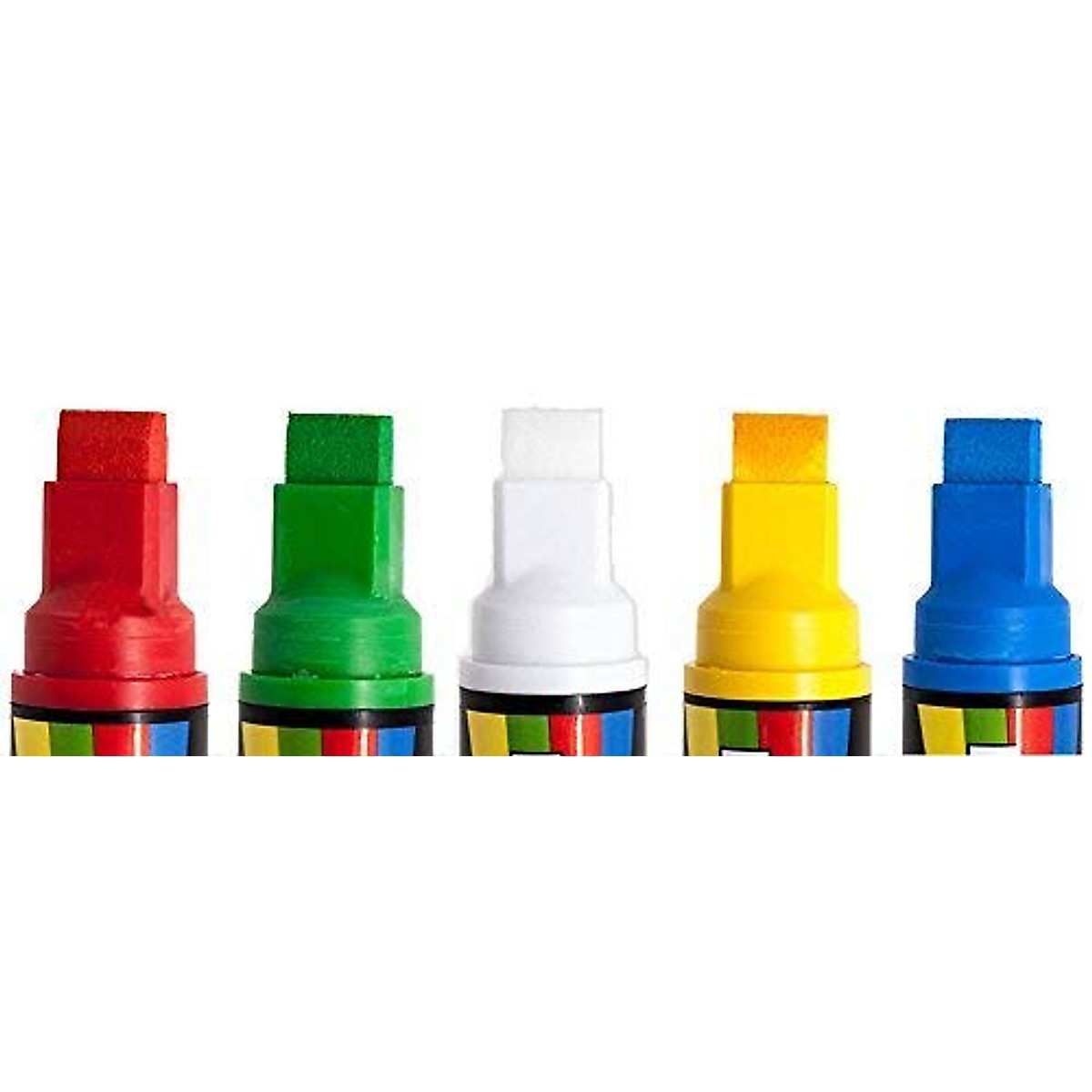 Glass Pen Window Marker: Jumbo Liquid Chalk Window Markers for Glass Washable, Car Marker or Mirror Paint Pen - Car Windows, Mirror, Storefront Windows, Parade & Party, Holiday (5 Pens - Wide Tip)