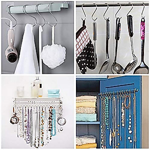 18 Pack S Shaped Hooks, Heavy Duty Stainless Steel S Hooks, Hangers Hanging Hooks for Hanging Pots and Pans,Towels,Clothes,Plants in Home Kitchen Bathroom Bedroom Garden, (2.8",3.5",4.3",Each 6 Pack)