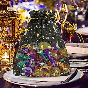 100 Pcs 3.5 x 4.7 Inch Black Organza Jewelry Gift Bag, Moon Star Drawstring Candy Bag for Wedding Party Valentine's Day.