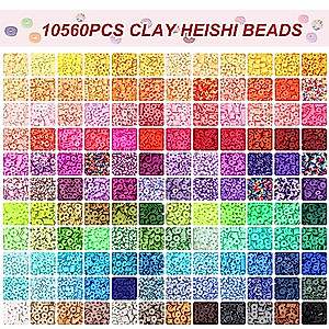 QUEFE 10560pcs 132 Colors Clay Beads Kit for Jewelry Making, Polymer Clay Beads with Charms for Bracelet Making and Gifts, Craft Set for Girls 8-12