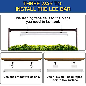 T5 Grow Lights 1.4Ft, 5000K White Full Spectrum LED Plant Growing Lamp Strips for Indoor Plants, Seeds Starting, Succulents, High PPFD with V-Shaped Reflector