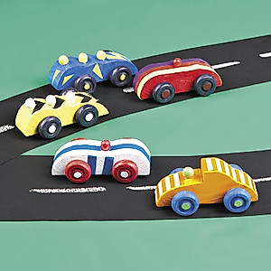 Unfinished Paintable Wooden Cars, Set of 12 - DIY Toys and Wood Crafts for Kids, Party Favors and Activities