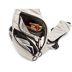 ODODOS Crossbody Sling Bag with Adjustable Straps Small Backpack Lightweight Daypack for Casual Hiking Outdoor Travel, Light Grey