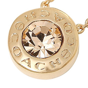 COACH Open Circle Stone Necklace-Rose Gold
