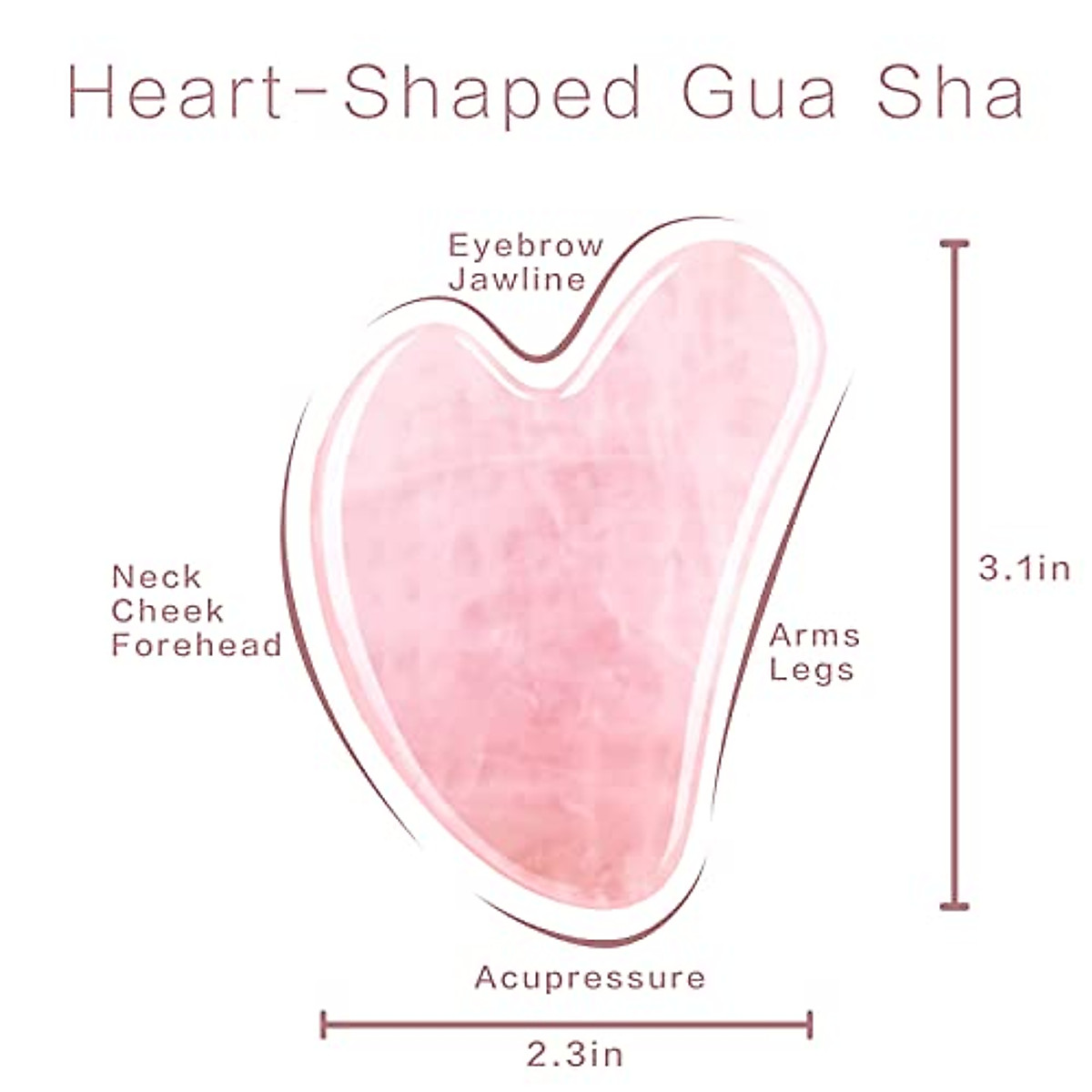 Contrybox Gua Sha Facial Tools, Rose Quartz Guasha Tool for Face & Eye Gua Sha Stone for Puffiness Reducing & Jawline Sculpting Face Stone Gua Sha Tools for Skin Care Woman GuaSha Stone Tool, Pink