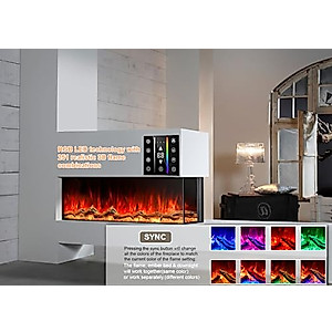 3-Sided Electric Fireplace Heater 80" Smart WiFi- Enabled Electric Fireplace Unit with 251 Color Flames Combinations, 3000/1500Watt Heater Wall Mount & Recessed Fireplace Inserts -Black