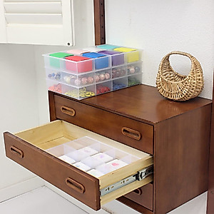 BangQiao 2 Pack Fixed 8 Grids Clear Plastic Organizer Sorting Tray and Transparent Storage Divider Box Container Case for Hardware, Craft, Sewing Kit, Office Supplies, Small Parts