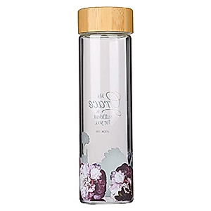 Christian Art Gifts Reusable Glass Water Bottle with Bamboo Twist Cap Lid and Insulating Sleeve 17 oz. Water Bottle for Travel and Cold Beverages - My Grace is Sufficient for You - 2 Corinthians 12:9