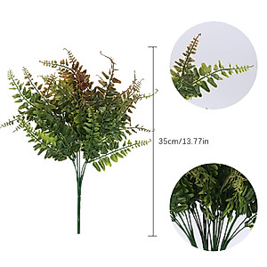 XHXSTORE 4pcs Artificial Boston Fern Plant Plastic Fern Leaves Artificial Fern Bouquet Persian Grass Artificial Shrubs for Fall Outside Inside Hanging Basket Fireplace Garden Home Decoration