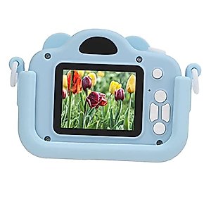Shanrya Kids Photo Video Camera, 600mAh Rechargeable 2MP Kids Cartoon Camera Toy Multifunctional for Gifts(Sky Blue)