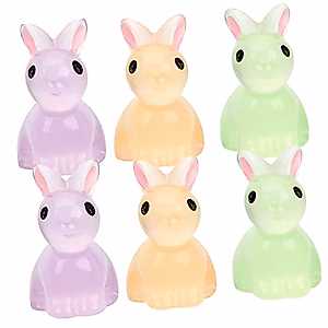 NOLITOY 18pcs Rabbit Ornament Bunny Figurines Animal Toys Animal Figurines Bunny Shape Decor Decoraciones para Salas De Casa Tiny Things Home Decor Miniature Toys Resin Model Luminous