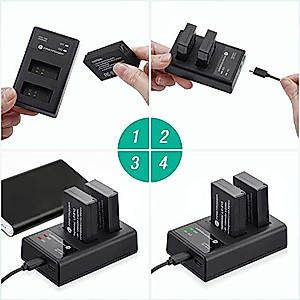 FirstPower 2-Pack LP-E12 Batteries and USB Dual Battery Charger Compatible with Canon EOS M, M2, M10, M50, M50 Mark II, M100, M200, Rebel SL1, PowerShot SX70 HS Digital Cameras