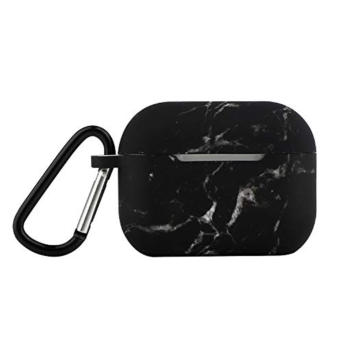 Seadream Silicone Printed Marble Designer Protective Cover Case with Metal Keychain Compatible with Airpods Pro (Marble Black)