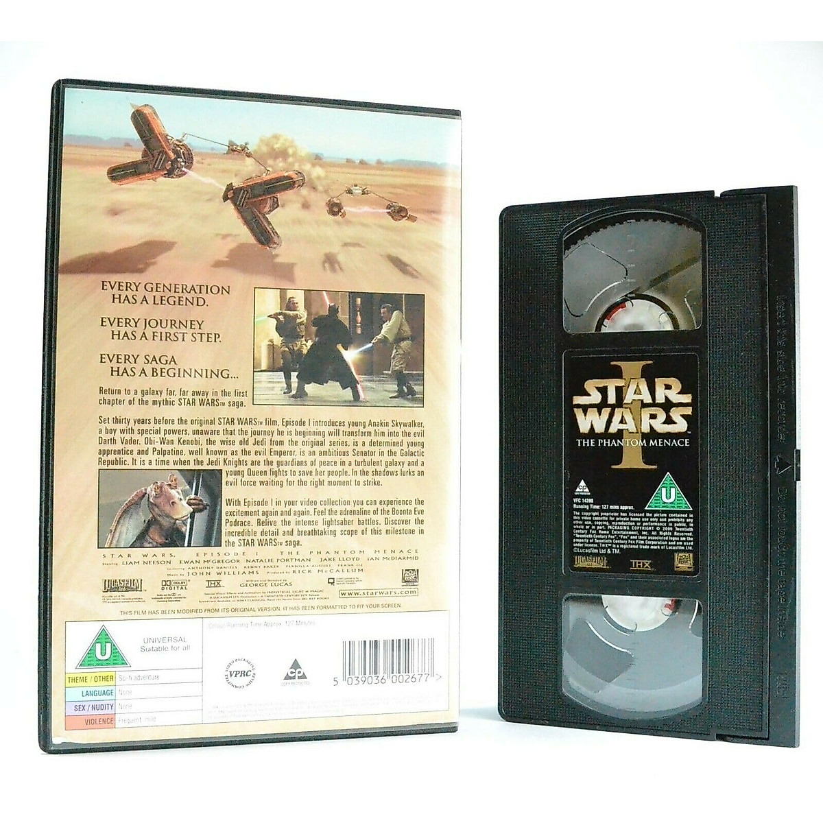 Star Wars: The Phantom Menace - Liam Neeson - Universal - Vintage - Pal VHS