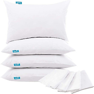 Toddler Pillowcase 4 Pack Waterproof Pillow Protector Zippered Pillow Cover Fit for Toddler Pillow 13"x18" & 14"x19", White Pillow Cases Toddler Pillowcase Encasement Covers Machine Washable
