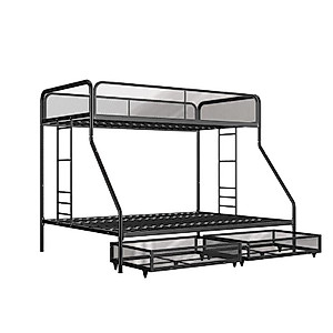 DHP Joslin Twin/Full Bed with Storage, Black Metal Bunk