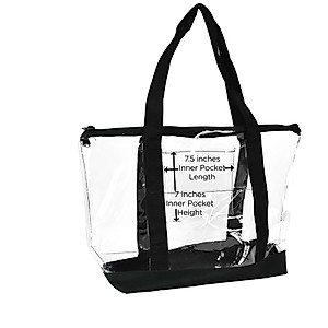 DALIX Clear Shopping Bag Security Work Tote Shoulder Bag Womens Handbag in Black Trim