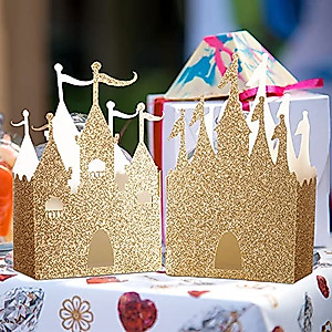 20 Pieces Gold Castle Box Princess Candy Glitter Favor Treat Boxes Party Decorations Baby Shower Wedding Supplies