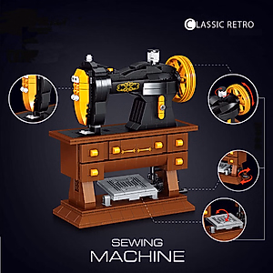 Uvini Adult Building Set, Classic Retro Series, Adult Building Set, Construction Brick Set Best Gift for Adult, Teens, Collectible Model to Build, Sewing Machine 633pcs