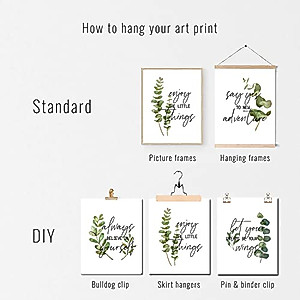 Fit Design Green Leaves Plant Wall Art Decor Canvas Painting Set of 4,Inspirational Motivational Quote Wall Posters for Home Office,Botanical Wall Art Prints Wall Decor (Unframed,8x10 inch)