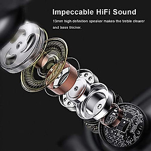 Soiedroo Red Bluetooth Wireless Earbuds Deep Bass Headphone with Dual Mic, CVC8.0 Noise Cancelling Earphone 3D Stereo Sound,Crystle Clear Phone Call Voice with Wireless Fast Charging…