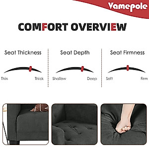 VAMEPOLE Modern Accent Chairs Set of 2, Comfy Living Room Chair, Cozy Tufted Mid Century Modern Accent Chair, Upholstered Reading Arm Chair for Living Room, Bedroom Sofa Chair(Dark Grey, Set of 2)