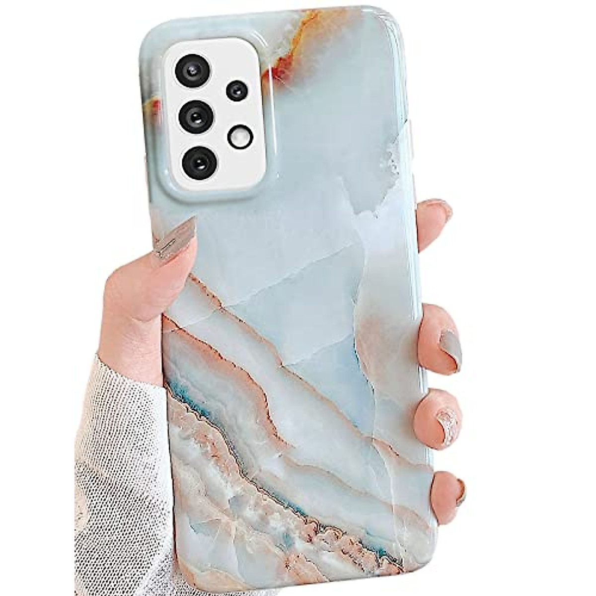 J.west Galaxy A53 5G Case 6.5-inch, Grey Marble Print Pattern Design Cute Graphics Stone Slim Protective Sturdy Women Girls Soft Silicone Phone Cases Cover for Samsung Galaxy A53 5G 2022