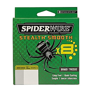 SpiderWire Stealth® Smooth Superline, Moss Green, 30lb | 13.6kg, 125yd | 114m Braided Fishing Line, Suitable for Freshwater Environments