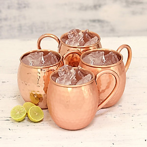 NOVICA Handcrafted Hammered Copper Moscow Mule Mugs, Set Of 4, 'Friendly Celebration'