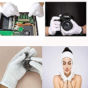 ANDSTON 24Pcs White Gloves, 12 Pairs Soft Cotton Gloves, Coin Jewelry Silver Inspection Gloves, Stretchable Lining Glove, Medium Size