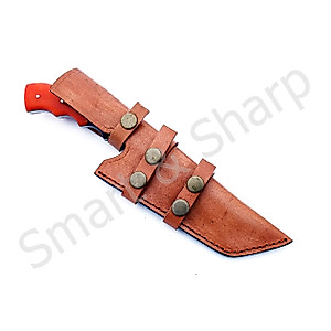 Smart & Sharp Custom Handmade Damascus Steel Hunting Knife/Bowie Knife AA-17129 (Colored Bone and Black Wood)