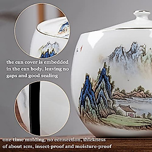 TUU Chinese Rice Dispenser 22Lbs Ceramic Large Capacity Sealed Cereal Storage Container with Lid Grain Dispenser Suitable for Kitchen Soybean, Corn, Flour, Sugar, Rice, Nuts, Snacks, Pet Food