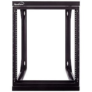 NavePoint 12U Server Rack with Swing Gate - 12U Wall Mount Rack for 19 Inch IT Equipment Open Frame Rack – Network Rack Wall Mount for AV & Server Equipment 18” Deep 12U Rack, Black