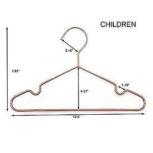 Koobay 12.6" Rose Gold Copper Kids Baby Hangers 10Pcs, Strong Metal Children Clothes Hangers for Closet, Space Saving Children Hanger for Toddler Coats Pants
