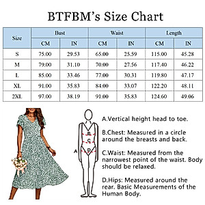 BTFBM Women Casual Summer Short Ruffles Tiered Sleeve Smocked Midi Dresses Bohemian Floral V Neck Wedding Guest Long Dresses
