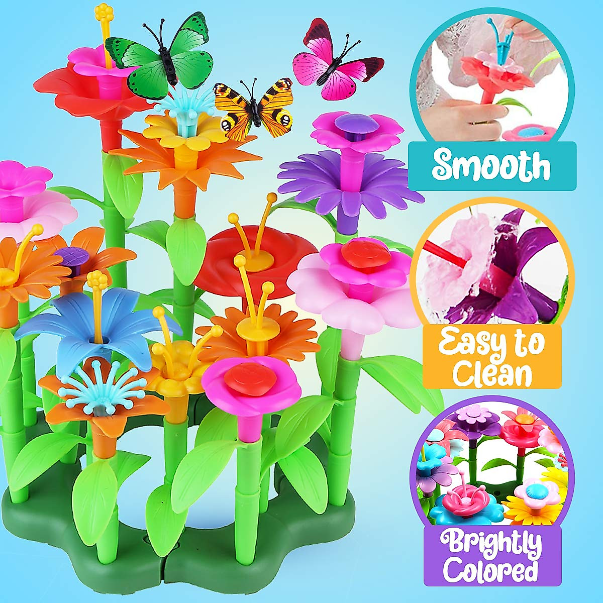 Innorock Flower Garden Building Toys for Girls - Flower Stacking Toys for Toddlers, STEM Toys, School Educational Activity, Kids Crafts, Birthday Gifts for Girls 3 4 5 6 7 8 Year Old Girl Gift