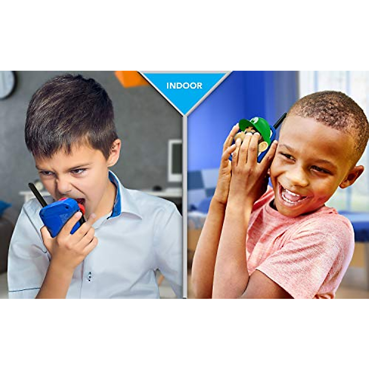 Super Mario Bros Walkie Talkies Kids Toys, Long Range, Two Way Static Free Handheld Radios, Designed for Indoor or Outdoor Games for Kids Aged 3 and Up