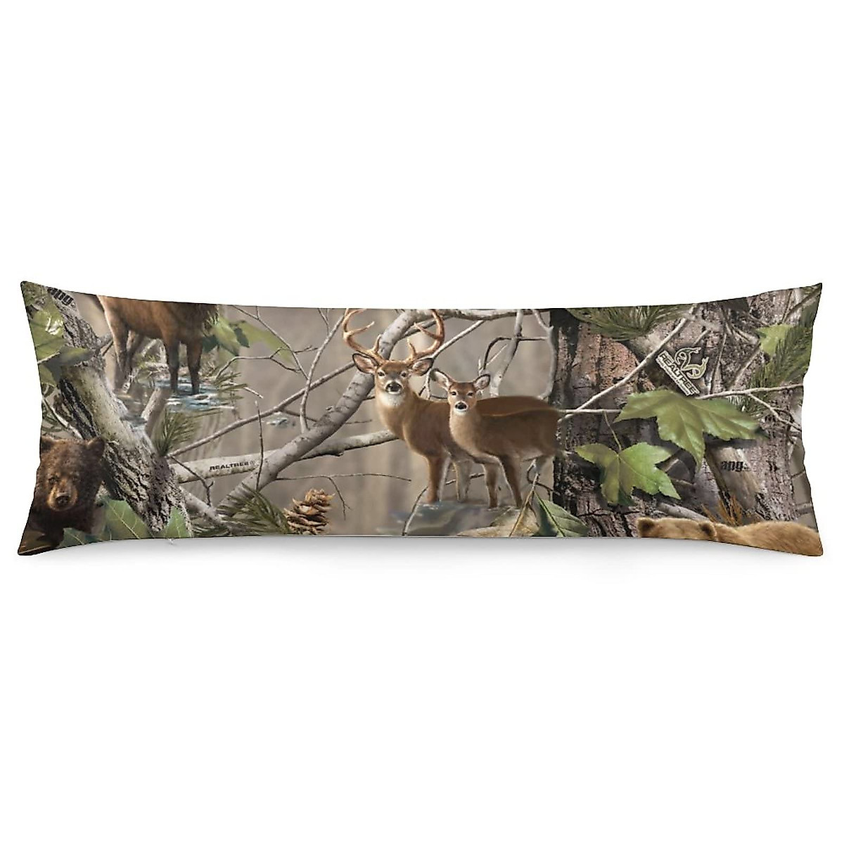 Camo Deer Camouflage Hunting Pillowcase for Body Pillow Long Soft Throw Pillow Case Cover for Bed Couch 20"x54"
