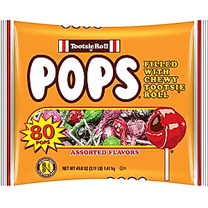 Tootsie Roll Pops Original Fruity Lollipop with Chocolatey Center - Over 3 Pounds of Assorted Pops - Five Flavors Plus Bonus Surprise Flavor - Peanut Free, Gluten Free, 80 Count