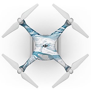 Design Skinz Design Skinz Mixtured Blue 57 Textured Marble Full-Body Wrap Decal Skin-Kit Compatible with The Drone DJI Phantom 4 Pro