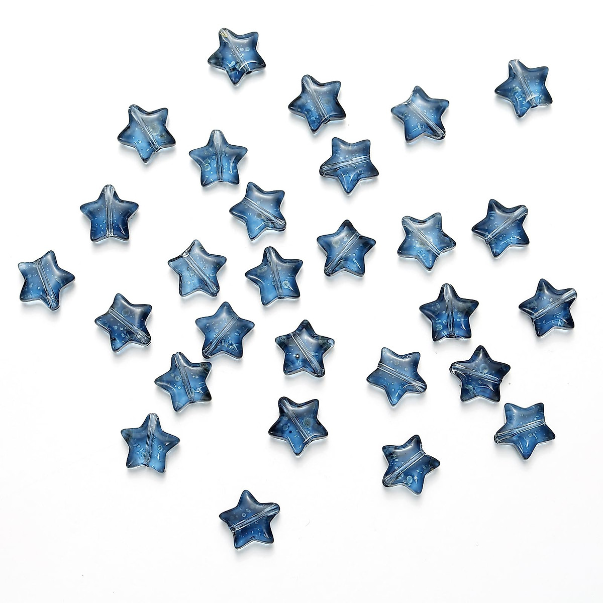 100pcs Dark Blue Star Beads Glass Crystal Star Beads 10mm Star Glass Spacer Beads for Jewelry Bracelet Making DIY Crafts Gifts (Dark Blue Star)