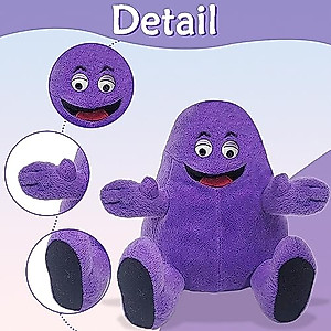 Hashibira Grimace Shake Yellow Hat Plush Toy Plushie Stuffed Animal Toy Game Doll Toy Christmas Stuffed Doll Birthday Gift for Kids Children (A)