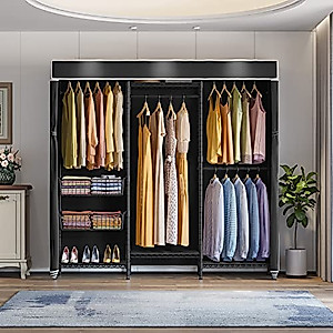 VIPEK V10C Medium Heavy Duty Covered Clothes Rack Portable Bedroom Armoires Closet Rack with Slid Basket, Black Clothing Rack with Black Cover, Adjustable Freestanding Closet Wardrobe, Max Load 750LBS