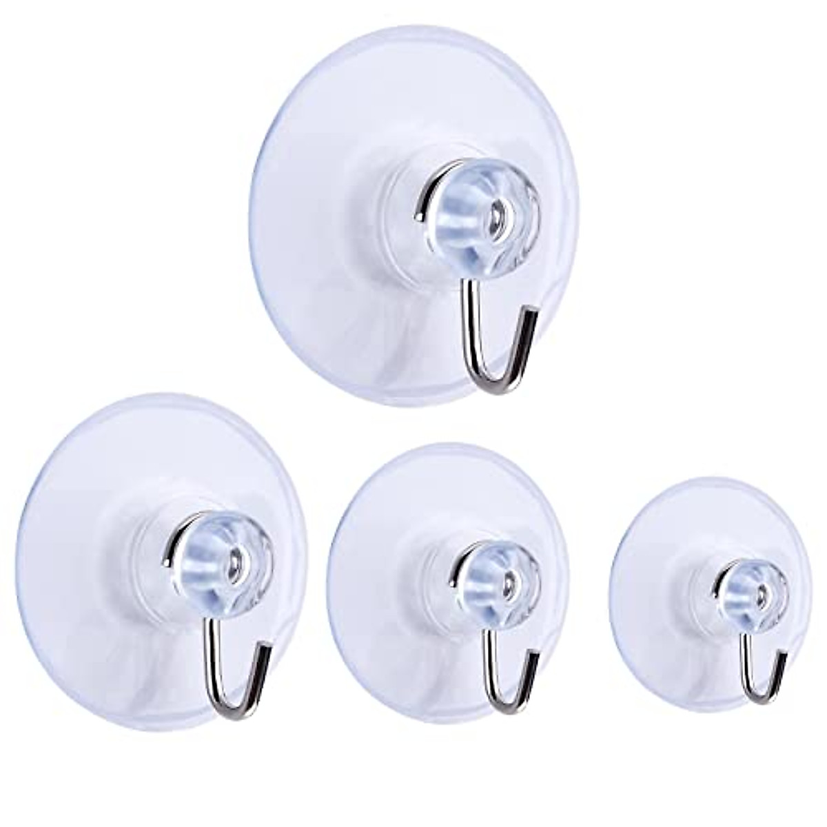 COLOGO 40 Pieces Suction Cup Hooks Assorted Size, Clear PVC Suction Cups with Metal Hooks Heavy Duty Removable Large and Small Wall Hooks for Kitchen Bathroom Shower Hanging Organizer Supplies