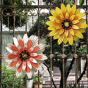 HONUTIGE Metal Flower Wall Art Daisy Wall Decor Sunflower Sculpture Hanging Ornament for Indoor Outdoor Home Bedroom Living Room Office Garden Porch