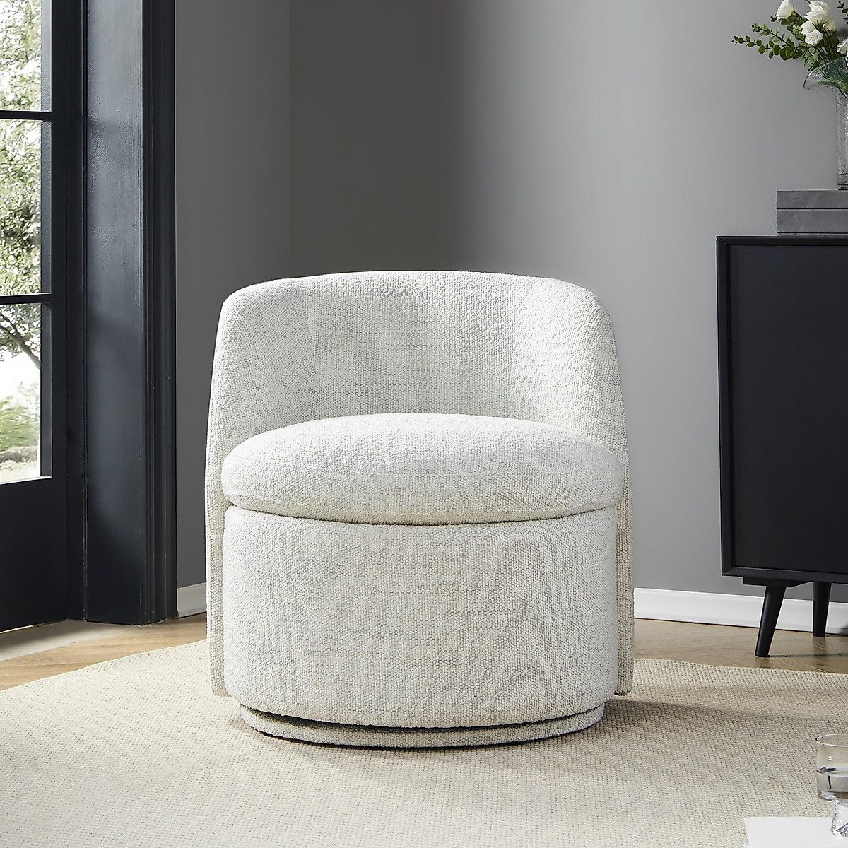 CHITA Swivel Barrel Chair, Comfy Boucle Accent Chair for Living Room, Cream