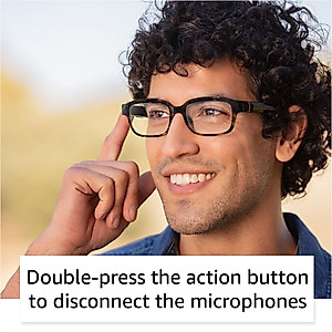 Echo Frames (2nd Gen) | Smart audio glasses with Alexa | Quartz Gray with black sunglass lenses